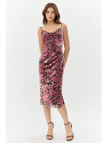 Vie Burnout Cowl Neck Midi Dress - The Loop